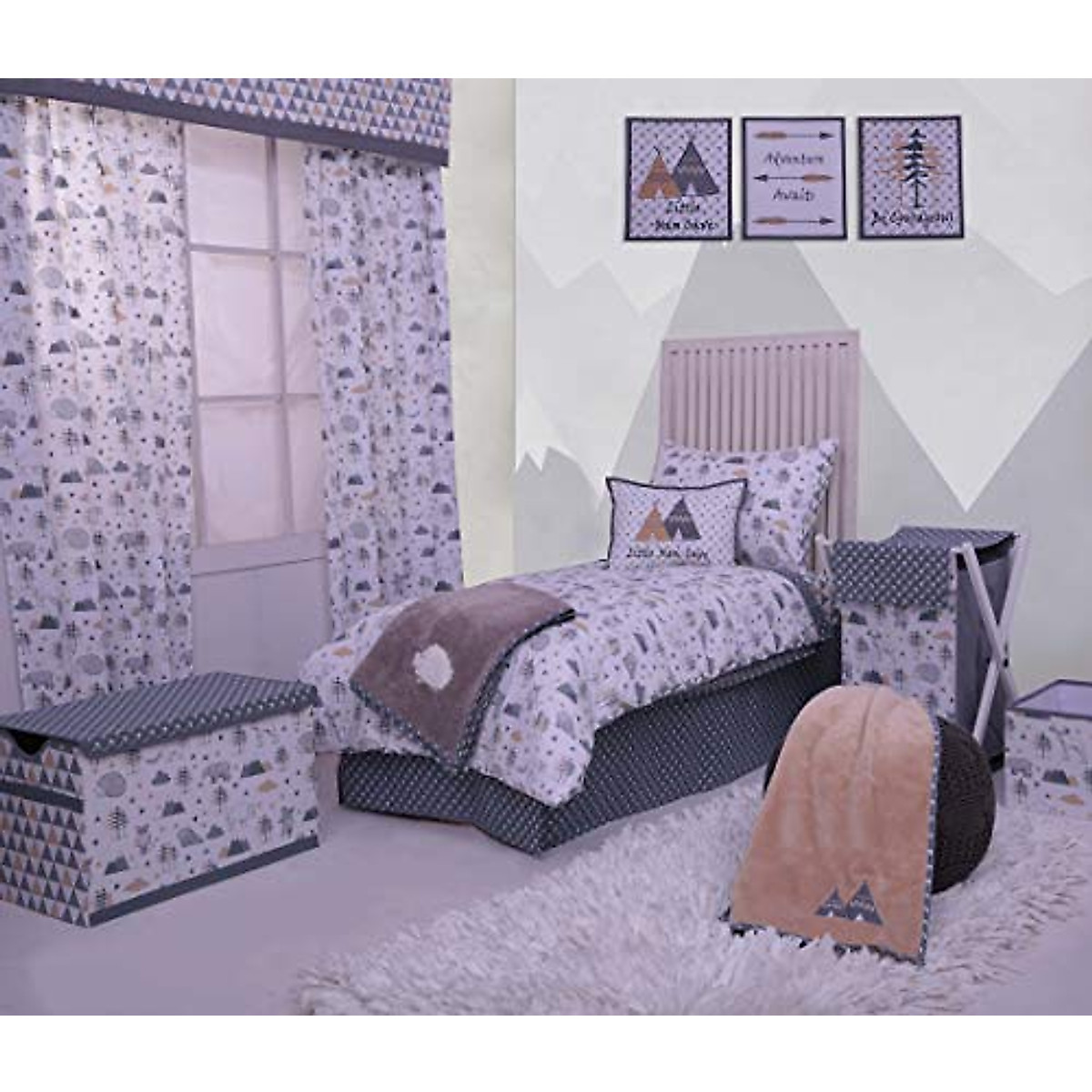 Bacati Woodlands Grey/Beige Neutral Cotton Nap Mat, Beige/Grey