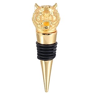 Hemoton Vintage Metal Wine Bottle Champagne Stopper Zodiac Signs Tiger Head Shaped Wine Caps Sealers Preservers Saver Wine Bottle Seal Plug for Wedding Bar Party