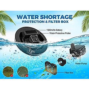 3W Solar Bird Bath Fountain Pump Built-in 1500mAh Battery with Colorful Lights, 6.3" Solar Water Fountain with 7 Nozzles & Night Mode, Solar Pump for Bird Bath, Garden, Pond, Pool, Outdoor