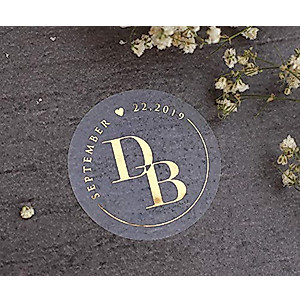Wedding Favor Stickers Real Gold Foil Wedding Thank you Labels Wedding Favors Transparent Matte Gold Sticker Personalized Bridal Party Decor