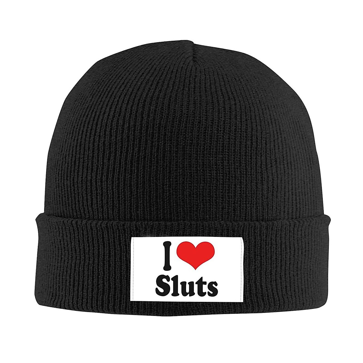 I Love Sluts Gifts Beanie Hat Men Skull Cap Women Knitted Hat Slouchy Stocking Hat Knit Stretchy Cap Black