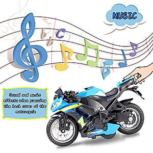Toy Motorcycles, Diecast Motorcycle Toy with Music Lighting,Toy Motorcycle for Kids 3-5,Toy Motorcycles for Boys(Blue)