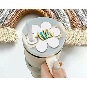 Personalized Tumbler Topper, Flower Tumbler Topper 30 40 64 oz Personalized Tumbler Topper Tumbler Cup Accessory Name Plate