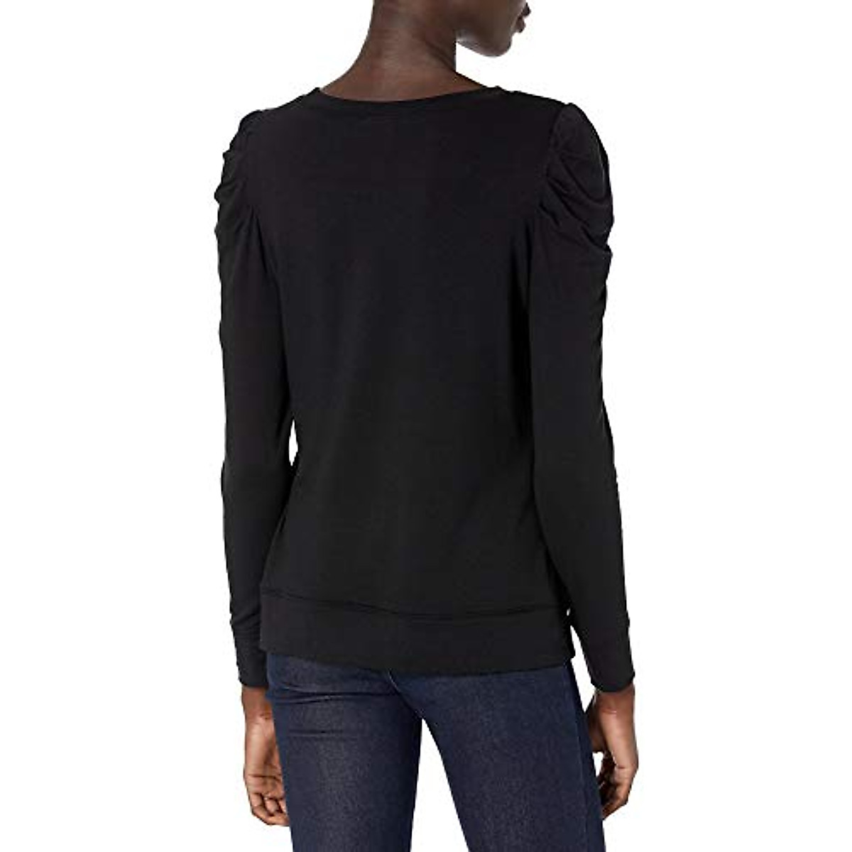 Amazon Essentials Women's Supersoft Terry Pleated-Sleeve Sweatshirt (Previously Daily Ritual), Black, X-Large
