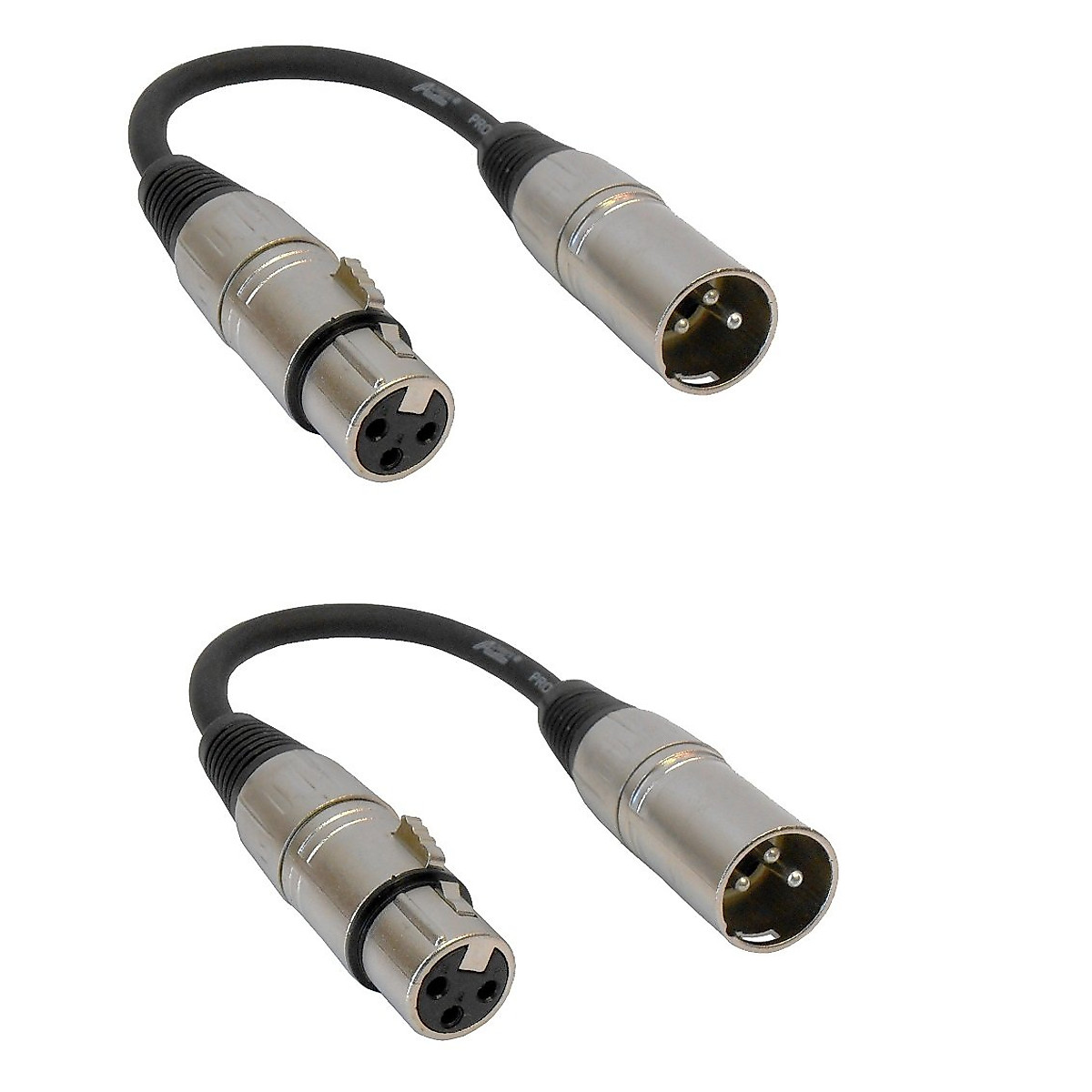 Audio2000'S ADC203NX2 2-Pack XLR Male to XLR Female Balanced Audio Patch Cables- 6 Inches (Tip to Tip)
