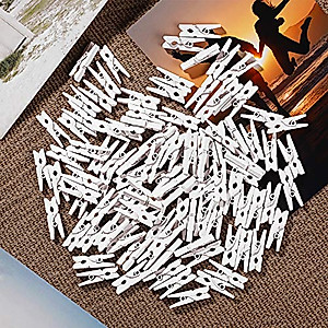 VORCOOL 100Pcs Mini Wooden Pegs Photo Paper Craft Clips Laundry Clothespins White