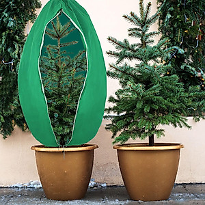 4 Pack Plant Covers Freeze Protection Winter Large Frost Cloth Blankets 2.5oz Thicker Plant Protectors Bag Covers for Outdoor Plants with Zipper Drawstring from Cold Frost Wind Pest, 39.4" x 47.2"