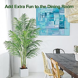 Keeplush Artificial Palm Tree 6ft Tall Fake Palm Tree Indoor Decor with 18 Trunks and Real Bark Design Faux Tropical Areca Palm Silk Floor Plant in Pot for Home Office Living Room Bedroom Decor 2pcs