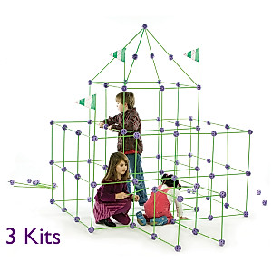 Crazy Forts! 69 Piece Buildable Indoor/Outdoor Play Fort Playset, DIY, Build Your Own, STEAM toy , Purple