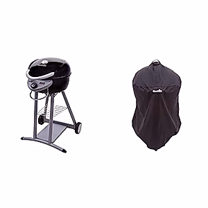 Char-Broil 20602107 Patio Bistro TRU-Infrared Electric Grill, Black & Kettleman Grill Cover