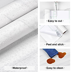 Skyblur Marble Wallpaper Peel and Stick Countertop Contact Paper Matte White Grey Marble Contact Paper for Countertops Removable Wallpaper for Kitchen Counter Cabinets Desktop Wall 24x118 inch