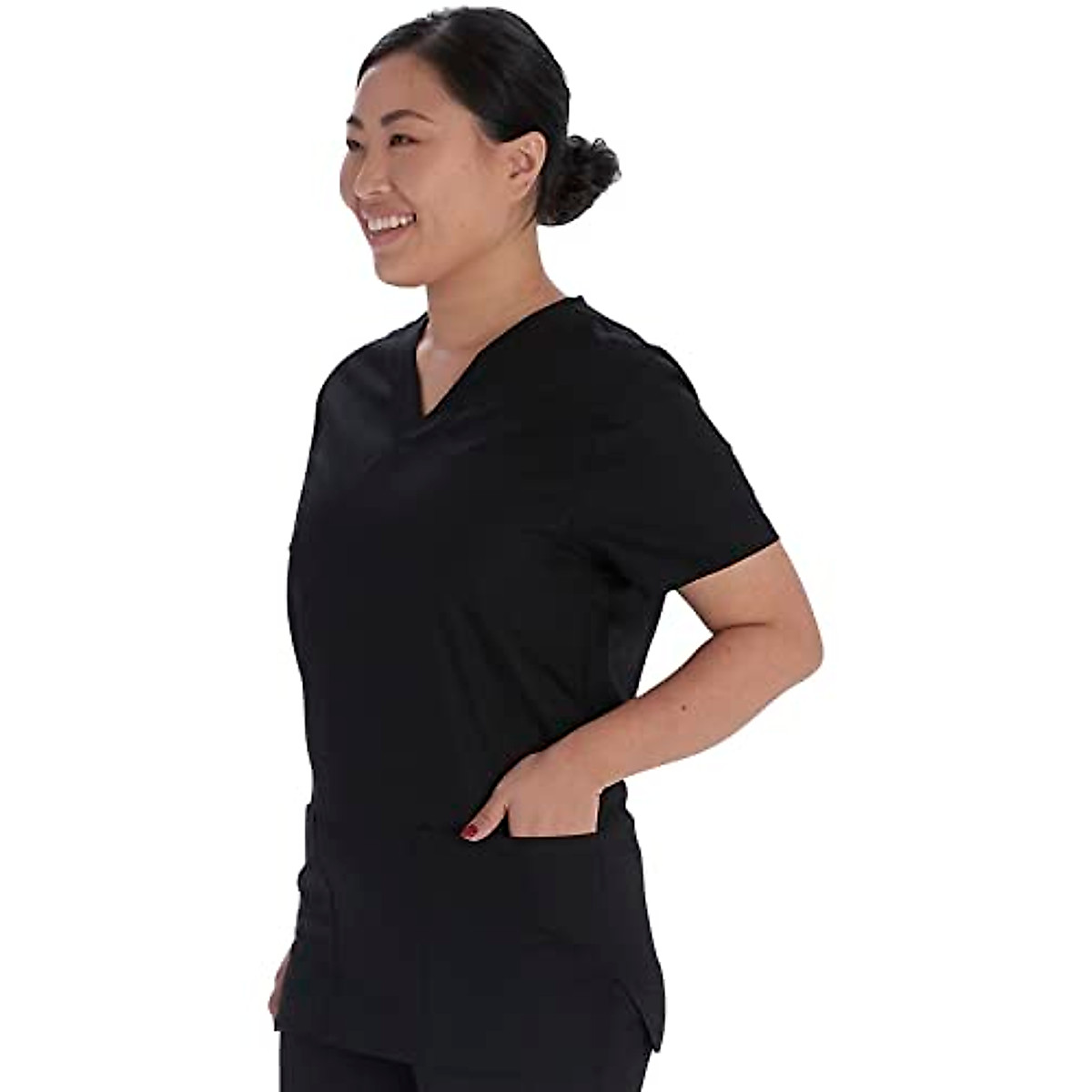 Vital Threads Men and Women Scrubs Set V-Neck Top & Drawstring Pant, VT501C, M, Black