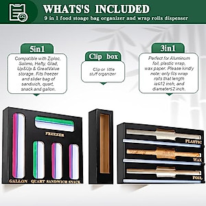 Hoshier 9 in 1 Bundle Wooden Ziplock Bag Organizer with Wrap Organizer For Kitchen Drawer