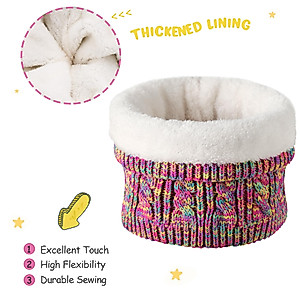 Kids Toddler Winter Hats Touchscreen Scarfs Gloves Set Pompom Beanie Caps Neck Warmer with Fleece for 5-8 Years Old Baby Girls Boys Gifts