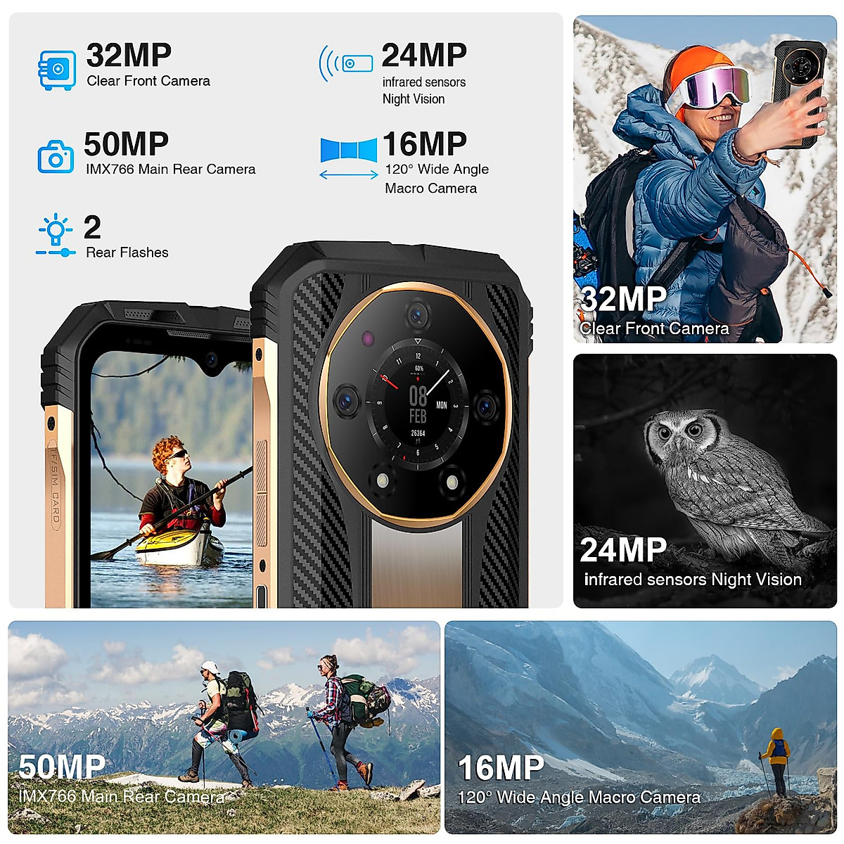 DOOGEE S110 Rugged Smartphone Unlocked,22GB+256GB Helio G99,Dual Screen,10800mAh/66W Rugged Phone,120Hz 6.6" FHD+,Android 13 Smartphone,50MP+24MP Night Vision,IP68/IP69K Waterproof Phone,NFC OTG