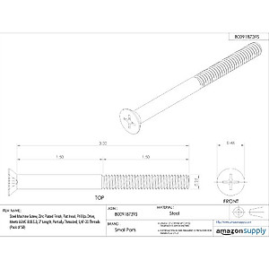 Small Parts 586679-PN Zinc CR+3 Pan Head Phillips Machine Screw, 1/4"-20 Threads, 3" Length, Pack of 25