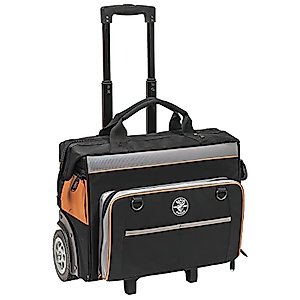 Klein Tools 55452RTB Tool Bag, Water Resistant Tool Storage Organizer Rolls on Rugged 6-Inch Wheels, 24 Pockets, Load Tested to 200-Pound