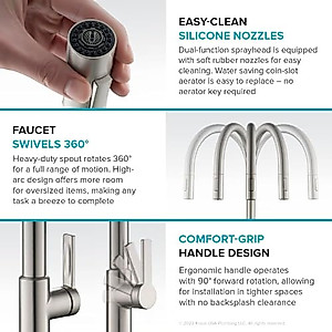 KRAUS Oletto High-Arc Single Handle Pull-Down Kitchen Faucet in Chrome, KPF-2821CH