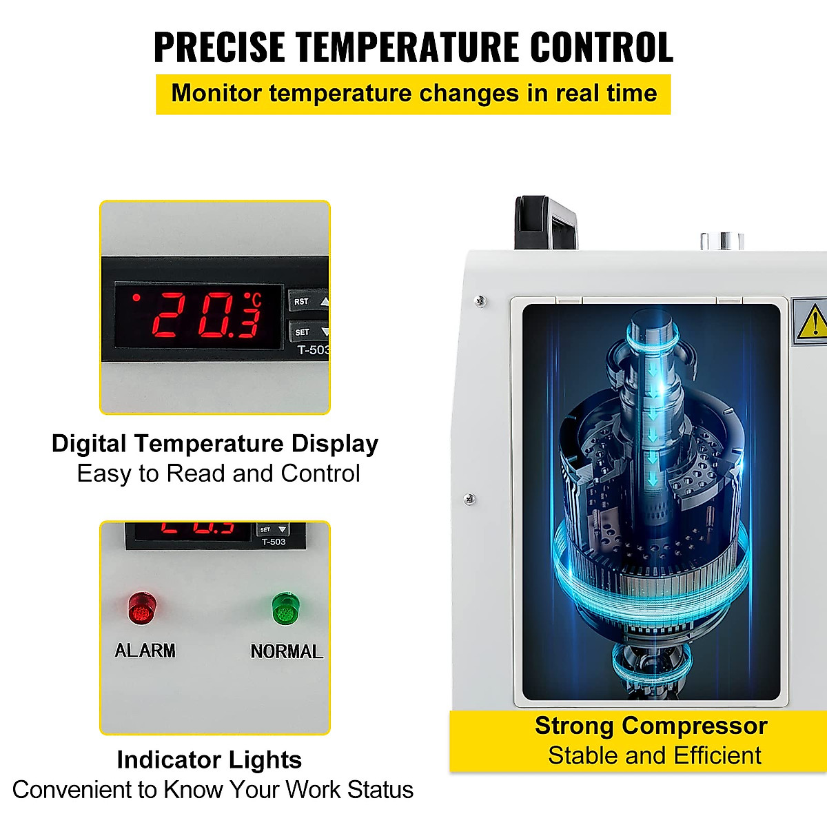 VEVOR Industrial Chiller, CW5200 Industrial Water Chiller, 1400W Cooling Capacity, 6L Capacity Cooling Water, Precise Thermostat Recirculating Chiller for 130/150W Engraving Machine Cooling Machine