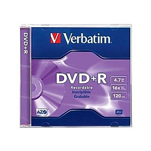 VERBATIM 94916 DVD+R 16X 4.7GB Branded Jewel Case 1pk
