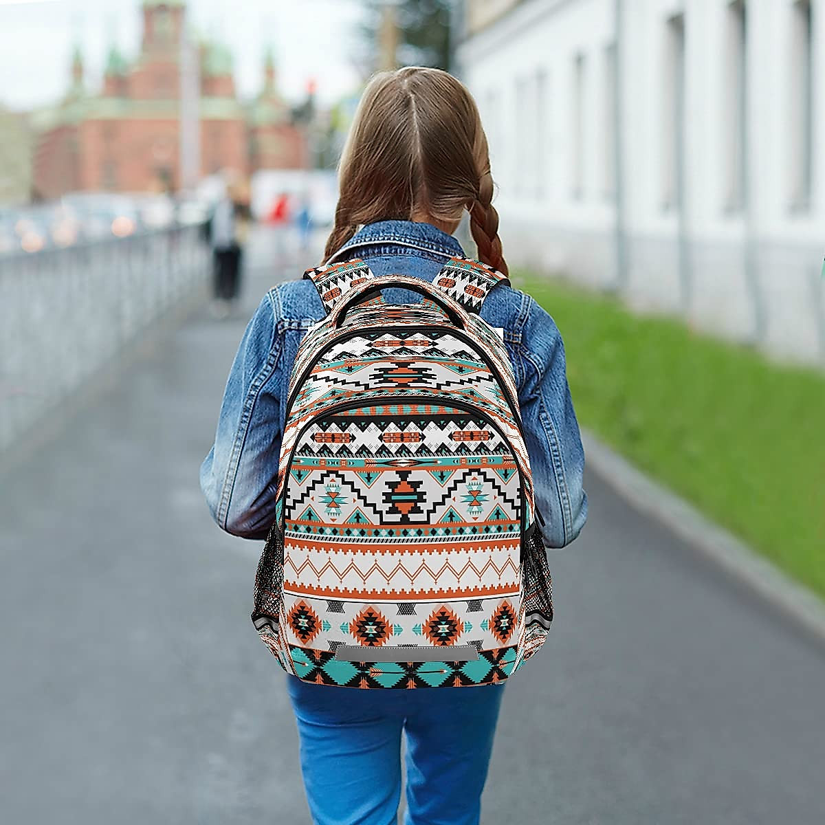 Ethnic Geometric Chevron Aztec Backpack School Bookbag Laptop Purse Casual Daypack for Teen Girls Women Boys Men College Travel