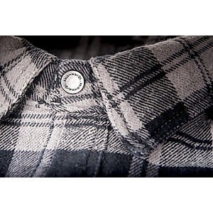 HIGHWAY 21 Marksman Flannel Shirt, Plaid, Button-Down Motorcycle Jacket for Men, Protective Woven Cotton Fabric