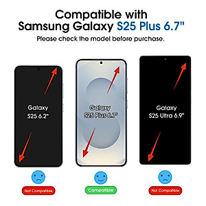 amFilm Auto-alignment OneTouch for Samsung Galaxy S25+ Plus 6.7'' Screen Protector + Camera Lens Protector, Tempered Glass, 30 seconds Installation, Bubble Free, Case Friendly, Anti-Scratch [2+2 Pack]