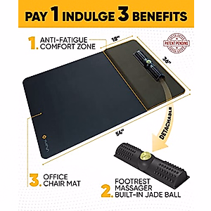 Standing Desk Mat Anti Fatigue Office Chair Mat - Sit Stand Comfort Mat with Foot Massager - Office Mat with Foot Rest Under Desk for Hardwood Floor