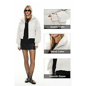 Orolay Women's Winter Oversized Cropped Puffer Jacket Zip Up Short Down Coat Stand Collar Baggy Overcoat Black X-Small