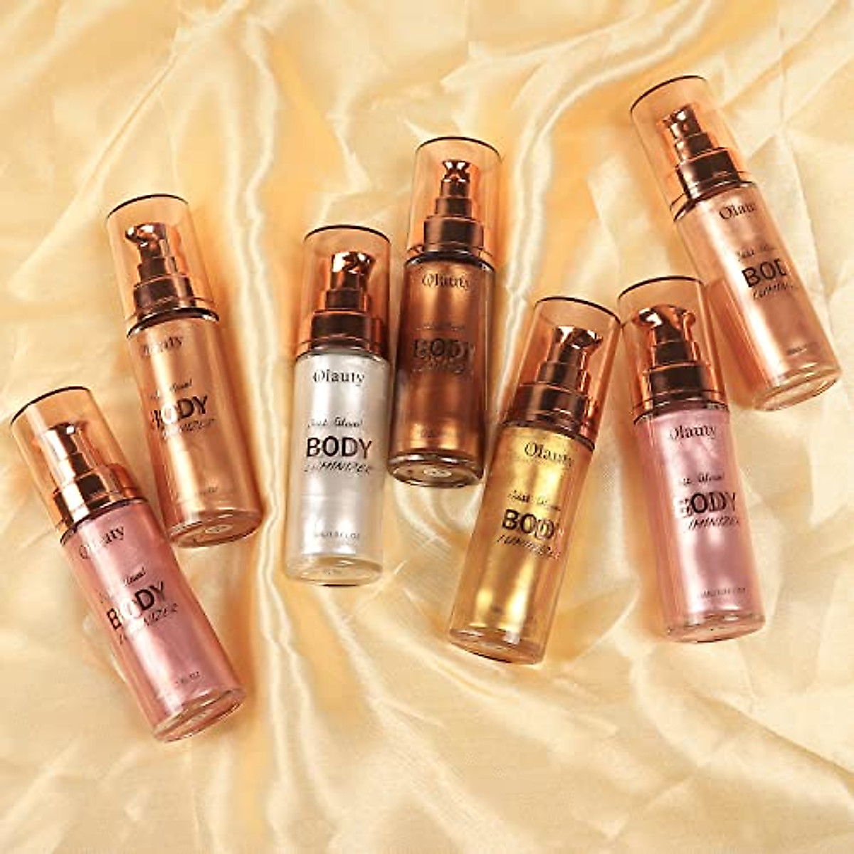 Liquid Illuminator, Firstfly Body Highlighter Makeup Smooth Shimmer Glow Liquid Foundation for Face & Body（#01 Rose Gold）