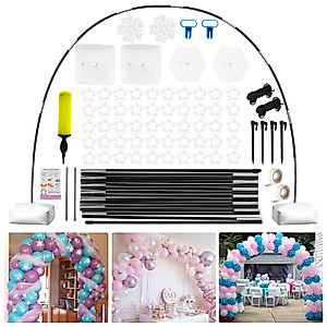 Voircoloria Balloon Arch Kit, 10ft Wide & 9ft Tall Adjustable Balloon Arch Stand with Base for Graduation Wedding Birthday Baby Shower Party Decorations (Black)