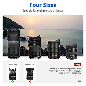 Neewer 4X Lens Case Lens Pouch Bag with Thick Protective Neoprene for DSLR Camera Lens (Fit for Canon, Nikon, Sony, Olympus, Panasonic) Includes: Small, Medium, Large, XL Size