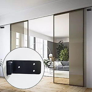 90° Stainless Steel Sliding Door Hardware Door Stop,2pcs Sliding Barn Door Bottom Floor Guide with Mounting Screws (Black)