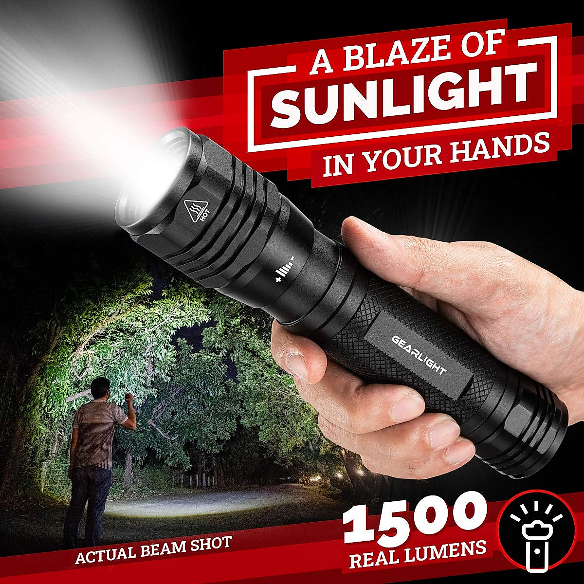 GearLight S2500 LED Flashlight - Extremely Bright, Powerful Tactical Flashlights with High Lumens for Camping, Emergency & Everyday Use﻿