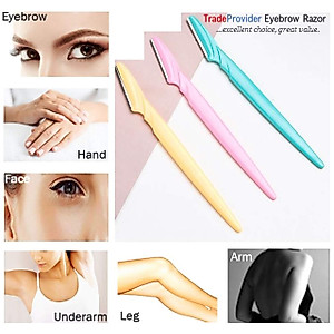 Eyebrow Razor for Women (Pack of 6) Facial Razors for Women, Face Shaver, Peach Fuzz Remover, Women's Razors, Ladies Razors for Facial Hair, Eyebrow Trimmer, Safety Cap Included, Face and Neck Razor, Brow Razor, Remove Fine Hairs by TradeProvider®