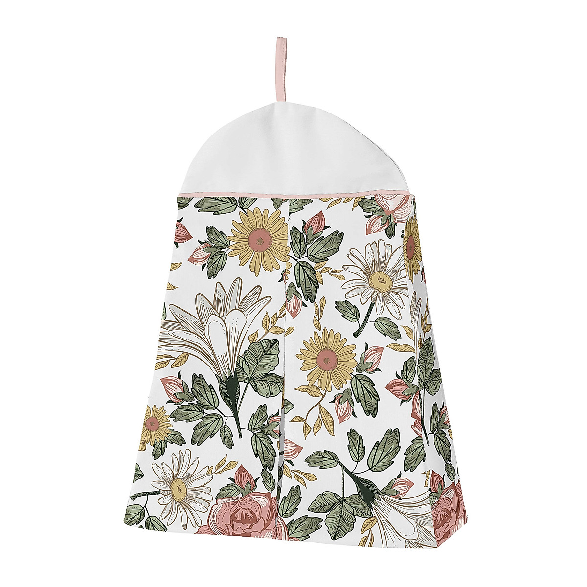 Sweet Jojo Designs Vintage Floral Boho Baby Girl Nursery Crib Bedding Set - 4 Pieces - Blush Pink, Yellow, Green and White Shabby Chic Rose Flower Farmhouse