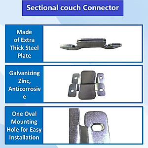 Merrian Living Sectional Couch Connector, Sofa Interlocking Connector, 4 Pcs Pack, Couch Replacement Parts, Flush Mount Bracket with Screws.