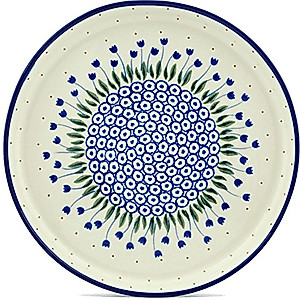 Polish Pottery Cookie Platter 10-inch Water Tulip