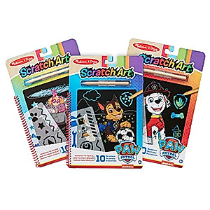 Melissa & Doug PAW Patrol Scratch Art 3-Pack – Chase, Skye, Marshall Color Reveal Travel Activity Pads - Reverse