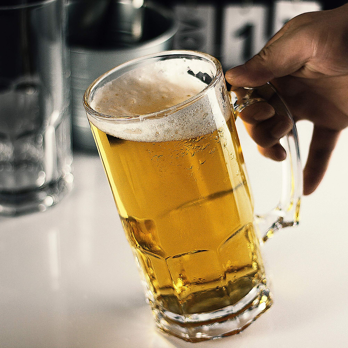 35 OZ Beer Mugs,Heavy Large Beer Glasses with Handle,Classic Beer Mug glasses,Style Extra Large Glass Beer Stein Super Mug