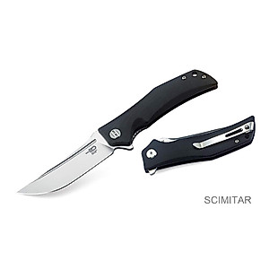 Bestech Knife Scimitar Linerlock Folding Knife G10 Series - Black, BTKG05A1-BRK