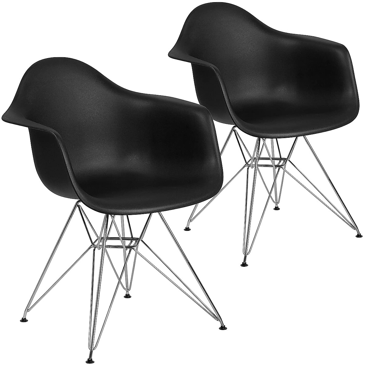 Flash Furniture 2 Pack Alonza Series Black Plastic Chair with Chrome Base