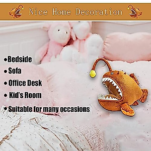 Anglerfish Plush Toy - Cute 12" Brown Anglerfish Creepy Stuffed Animals Toys Real Sea Life Goosefish Lanternfish Plushie,Gift Toys for Kids Birthday Christmas Halloween,Home Decor