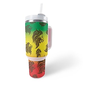 MightySkins Skin Compatible with Stanley The Quencher H2.0 FlowState 40 Oz Tumbler - Rasta Lion | Protective, Durable, and Unique Vinyl Decal wrap Cover | Easy to Apply, Remove, and Change Styles