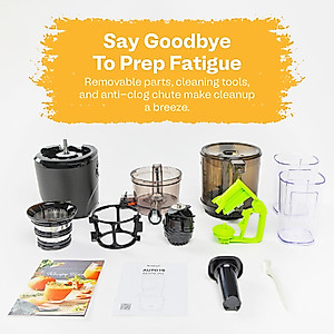 Kuvings AUTO10 Cold Press Juicer White - Hands-Free Masticating Juicer With 240W Motor - Quiet Electric Juicer Machine With 100 Ounce Batching Hopper for Juice, Smoothies, Nut Milk, and Sorbets