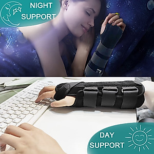 TANDCF Unisex Forearm and Wrist Support Splint Brace Double Fixation Wrist Brace for Carpal Tunnel,Adjustable Night Time Forearm Immobilizer Brace Splints,9.8 inch (25cm) length(LH/S)