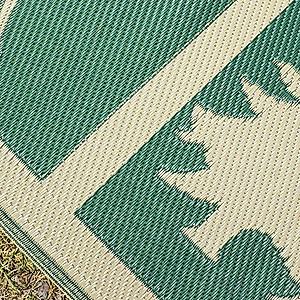 Stylish Camping 226094 6-feet by 9-feet Reversible Mat, Plastic Straw Rug, Large Floor Mat for Outdoors, RV, Patio, Backyard, Picnic, Beach, Camping - Hunter Mat (Green/Beige)