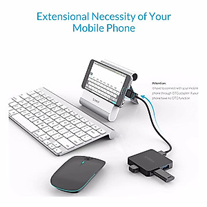 SHYPT Super Speed 4 Port USB HUB 3.0 Portable OTG HUB USB Splitter with Micro B Power Port for MacBook Laptop PC Tablet