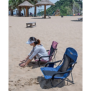 iClimb Low Wide Beach Camping Folding Chair with Side Pocket and Carry Bag (1, Dry Rose)