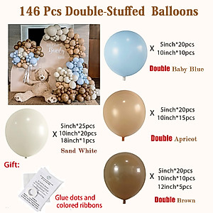 146Pcs Blue and Brown Balloon Garland Kit Double Stuffed Nude Neutral Balloon Arch Kit For Coffee brown baby shower Bridal Wedding Party Birthday Decorations